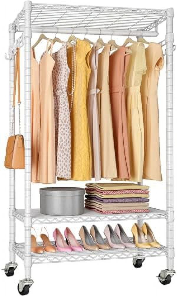 R1 Rolling Clothing Rack Heavy Duty Garment Rack for Hanging Clothes ...