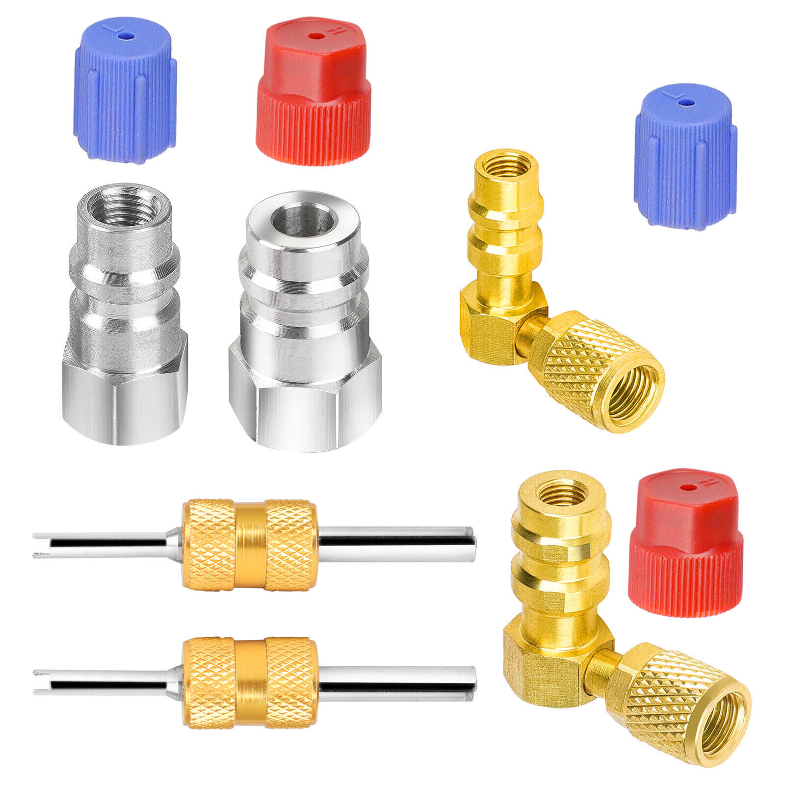 R12 to R134A Adapter Kit Quick Couplers 90° High/Low Side for Car A/C ...