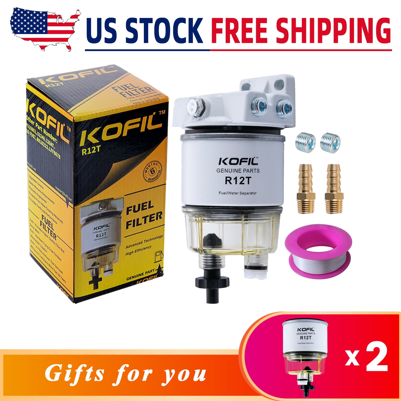 R12T Fuel Filter Water Separator kit,Complimentary 2 Filter&Collection ...