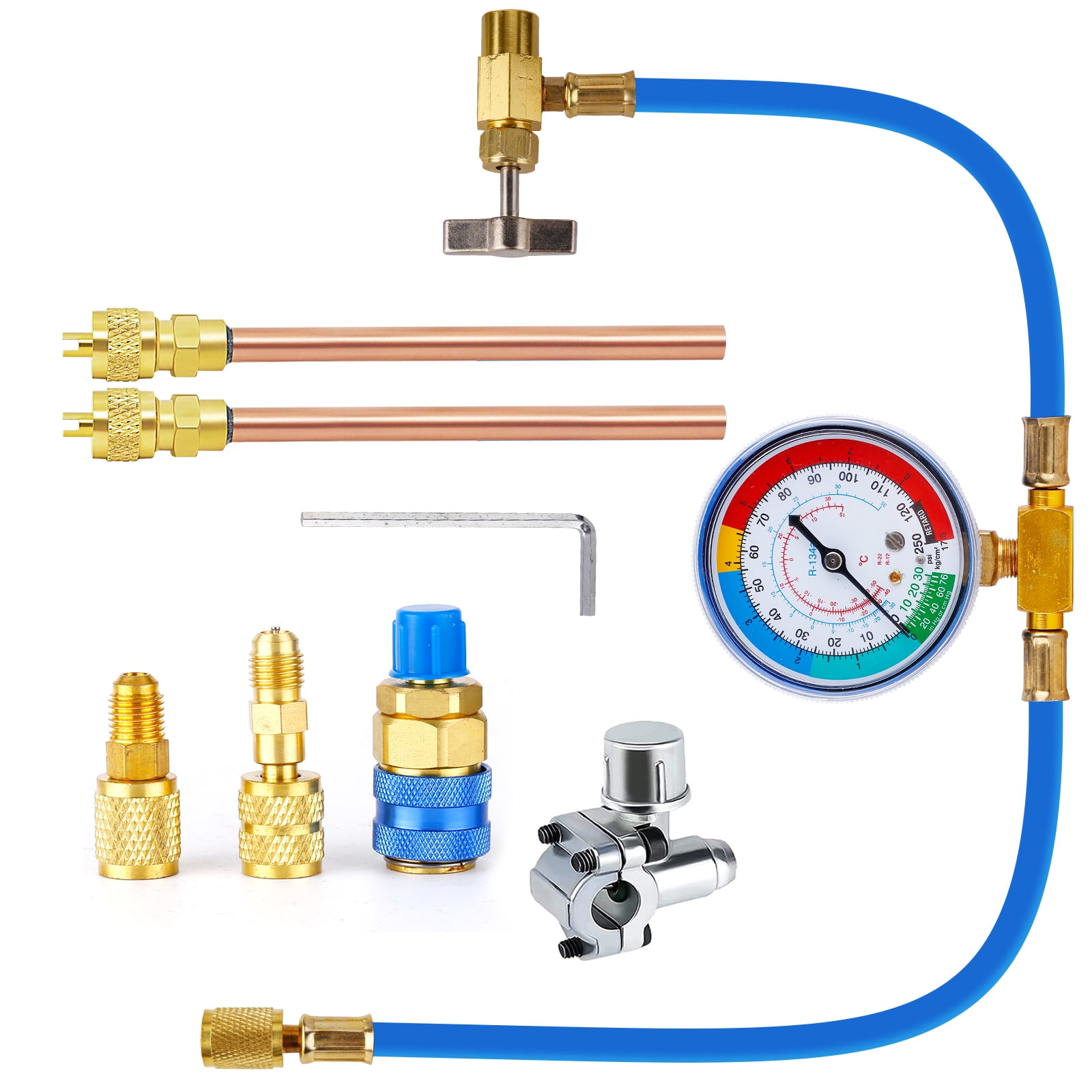 R134A A/C Refrigerant Freon Charge Hose with Gauge Set BPV31 Diagnostic ...