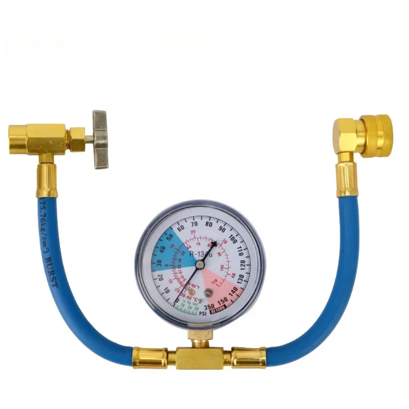 R134A AC Recharge Hose With Pressure Gauge, Automotive Refrigerant ...