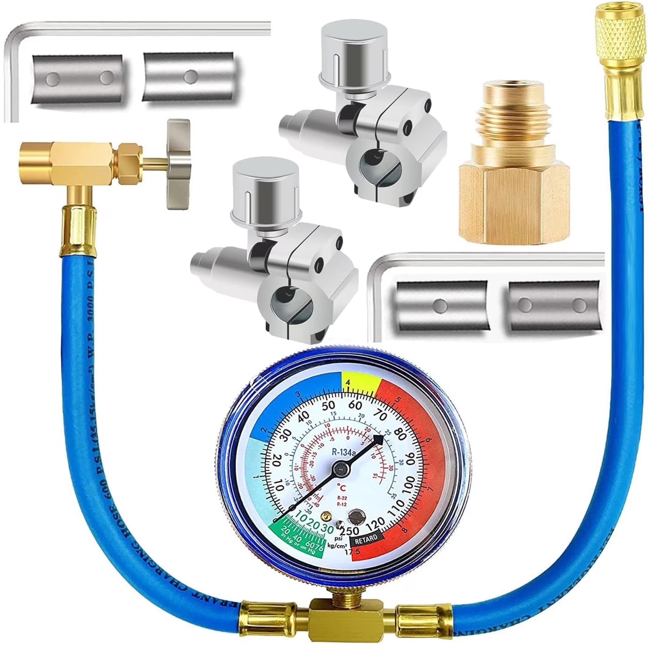 MOTMAX, R134A Refrigerator Freon Recharge Hose Kit, BPV-31, Gauge ...