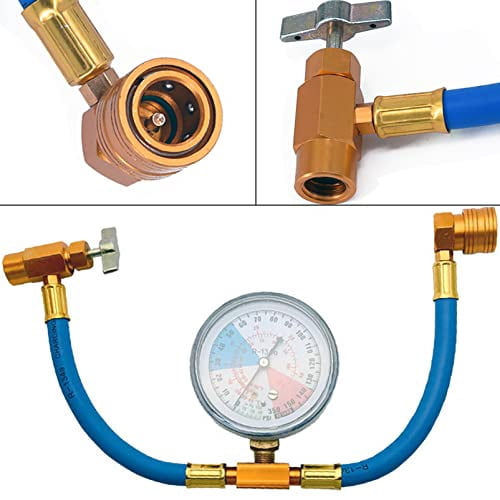 R134a AC Refrigerant Recharge Hose Kit, with Measuring Pressure Gauge ...
