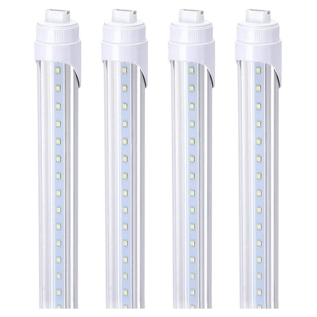 R17D/HO 8FT LED Shop Bulb, Rotating Base LED Tube Light, 6000K Clear Lens, Dual-Ended Power Bulb ...
