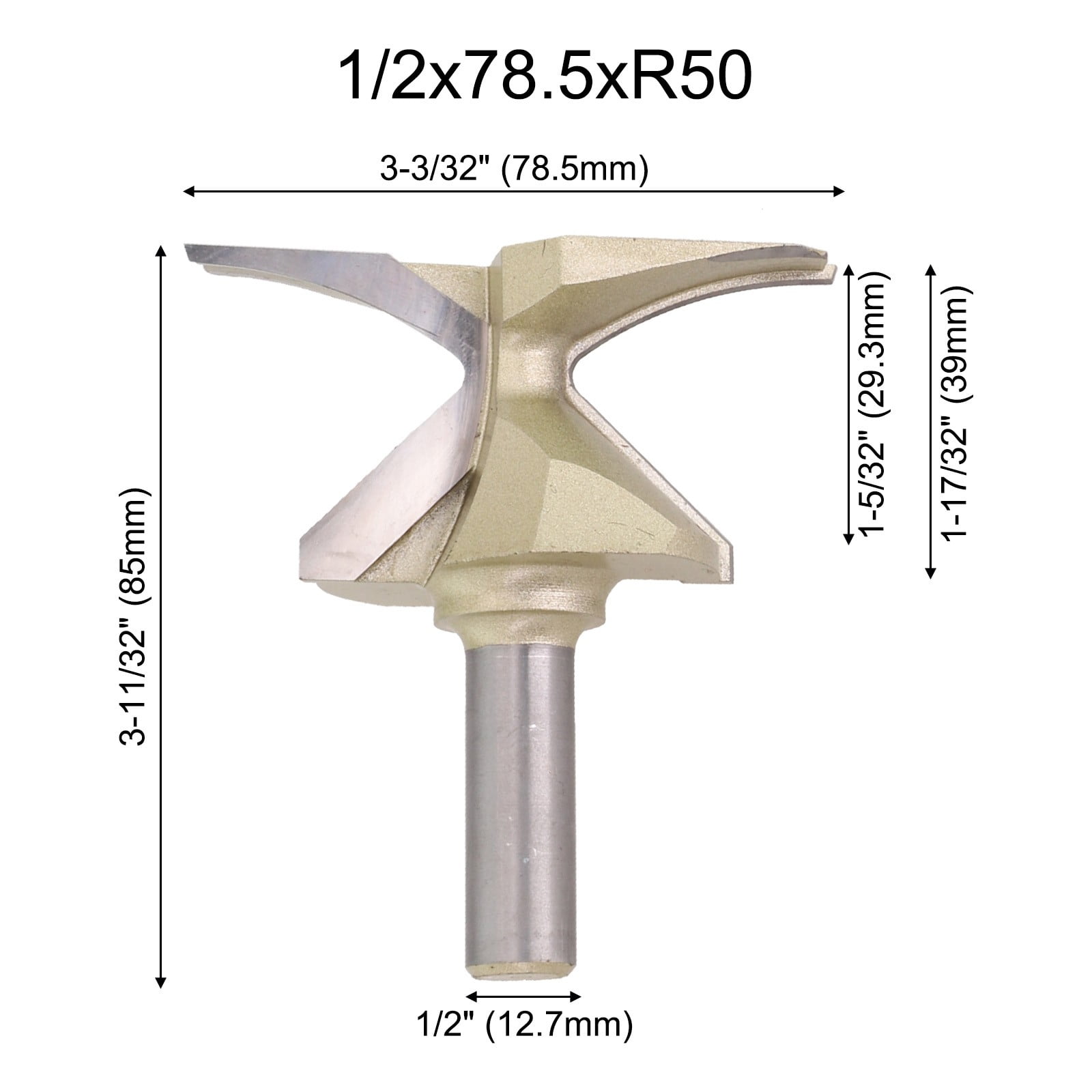 R18/30/50 1/2 InchRouter Bits Seamless Golden Router Bending Router 1/2 ...