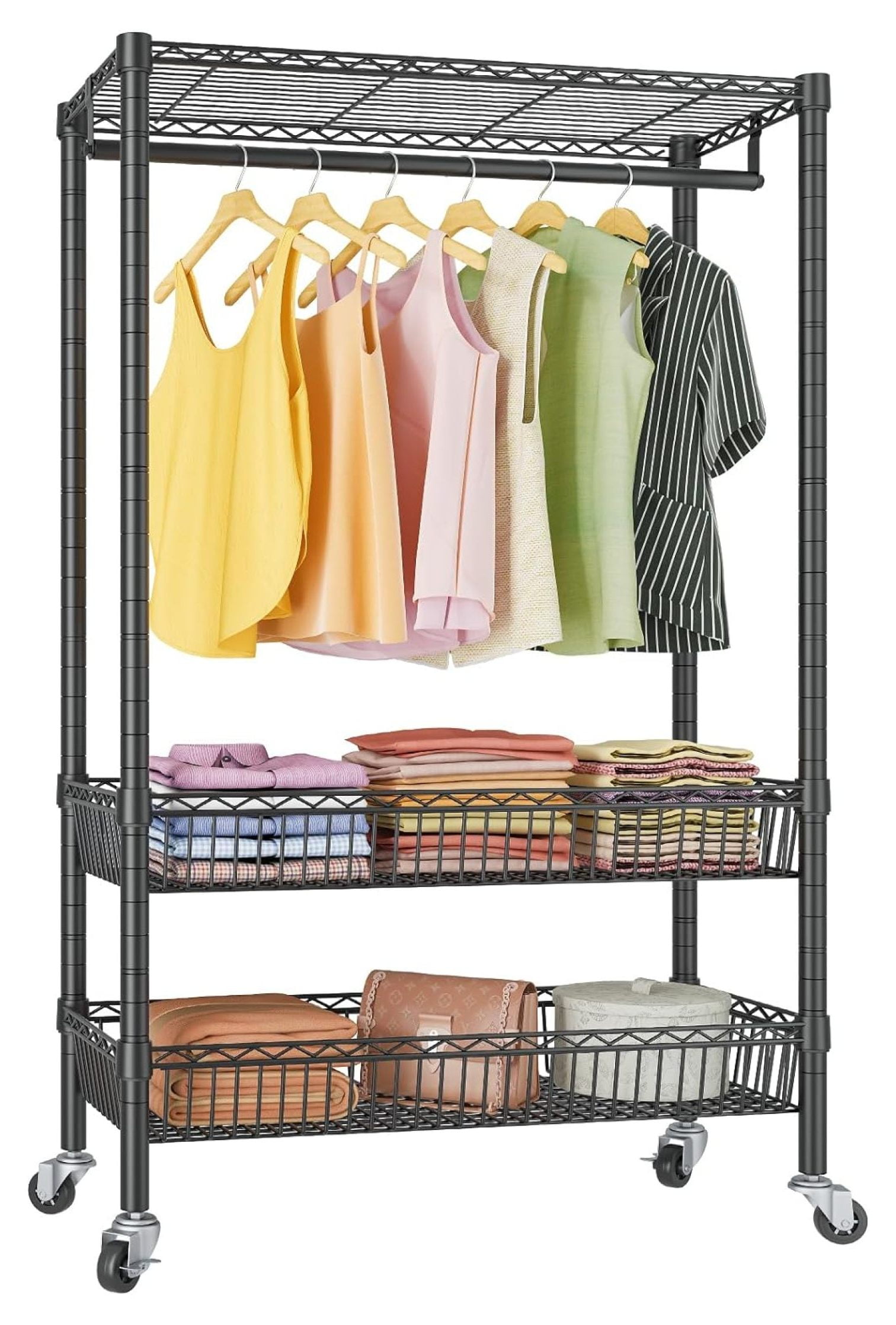 R2 Plus Rolling Clothes Rack Heavy Duty Garment Rack With Wheels ...