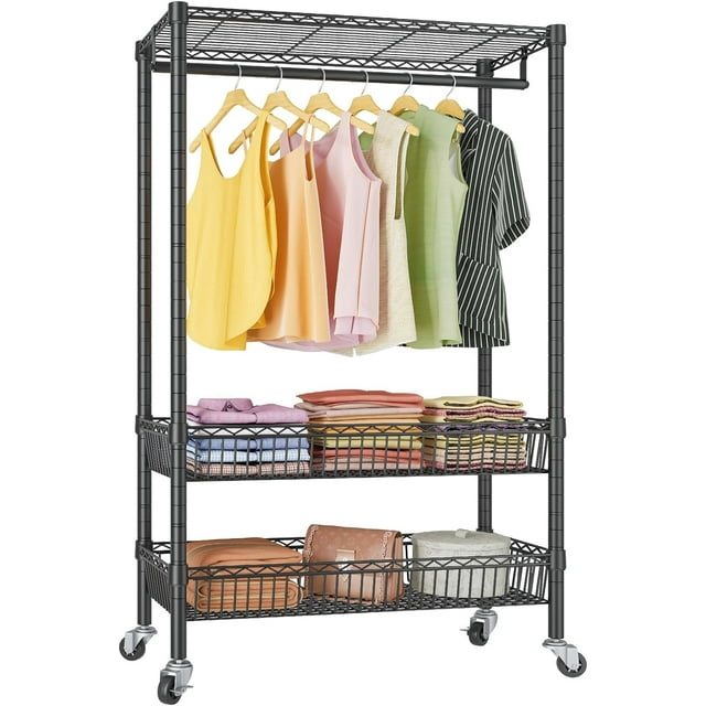 R2 Plus Rolling Clothes Rack Heavy Duty Garment Rack With Wheels ...