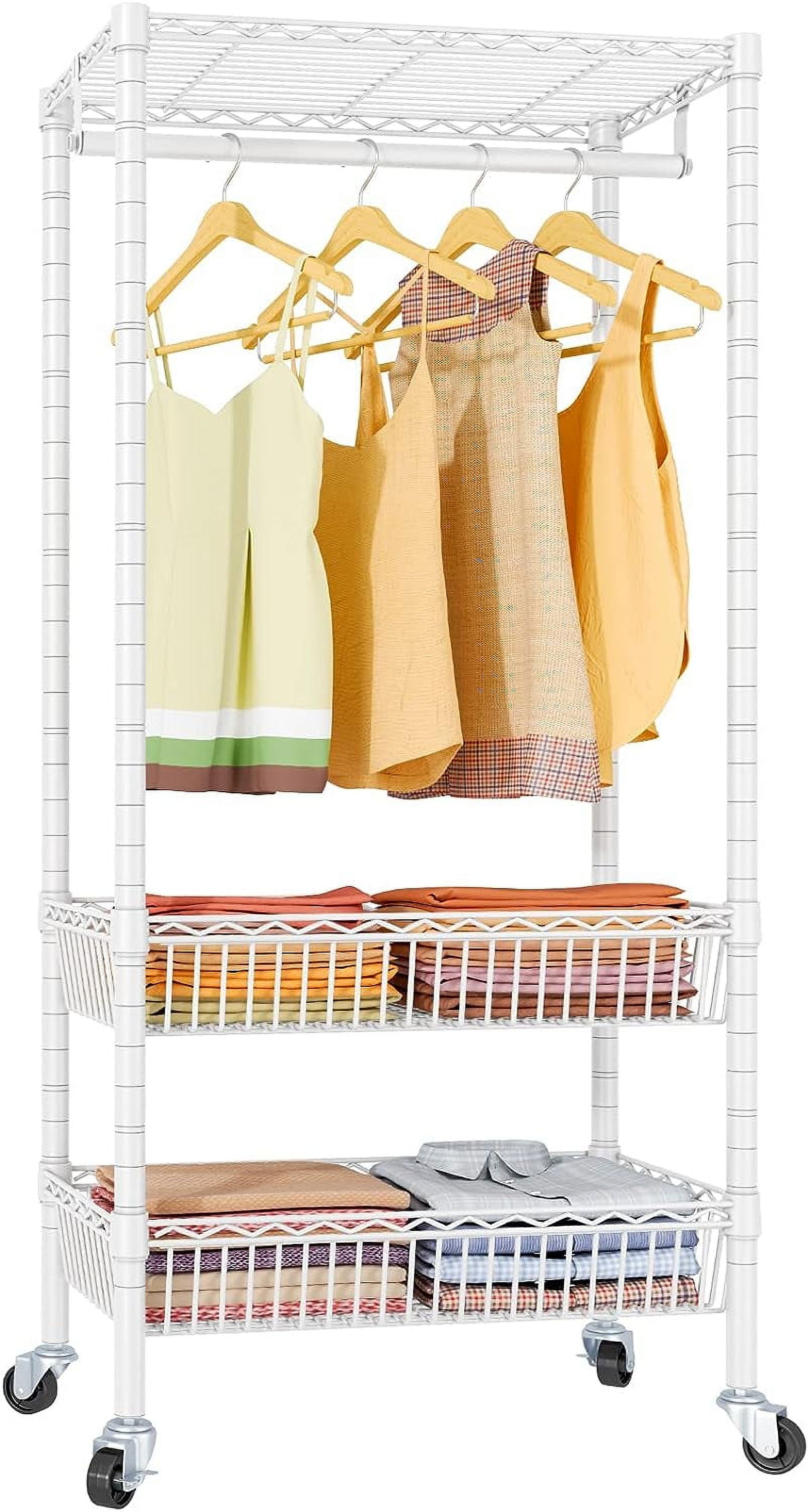 R2 Plus Rolling Heavy Duty Garment Rack With Wheels Adjustable Portable ...