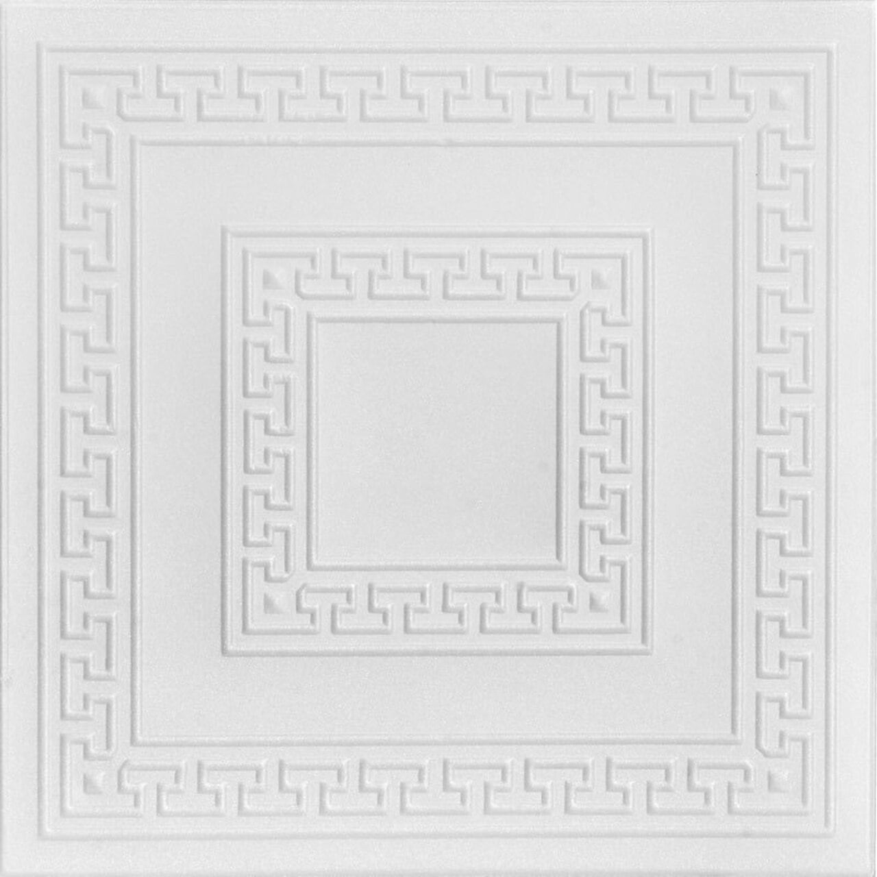 R21 - Greek Key Foam Glue-up Ceiling Tile in Plain White (21.6 Sq.ft ...