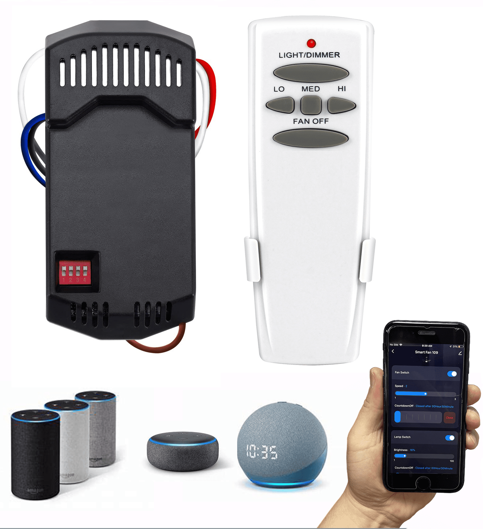 R28HD5 WIFI Universal Smart WiFi Ceiling Fan Remote Control Kit ...