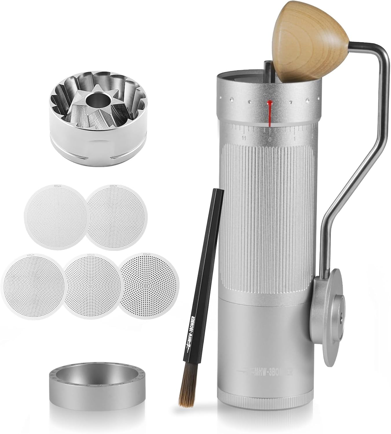 R3 Manual Coffee Grinder with CNC Stainless Steel Conical Burr and 5 Screens for French Press ...