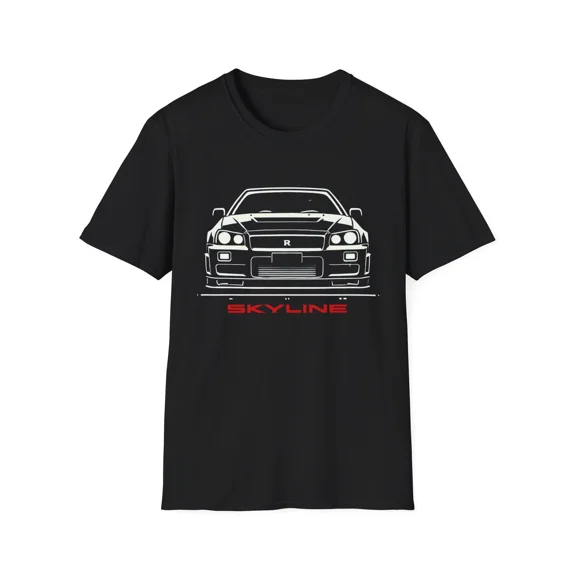 R34 Skyline GT-R T-Shirt – JDM Front View Outline Graphic Car ...