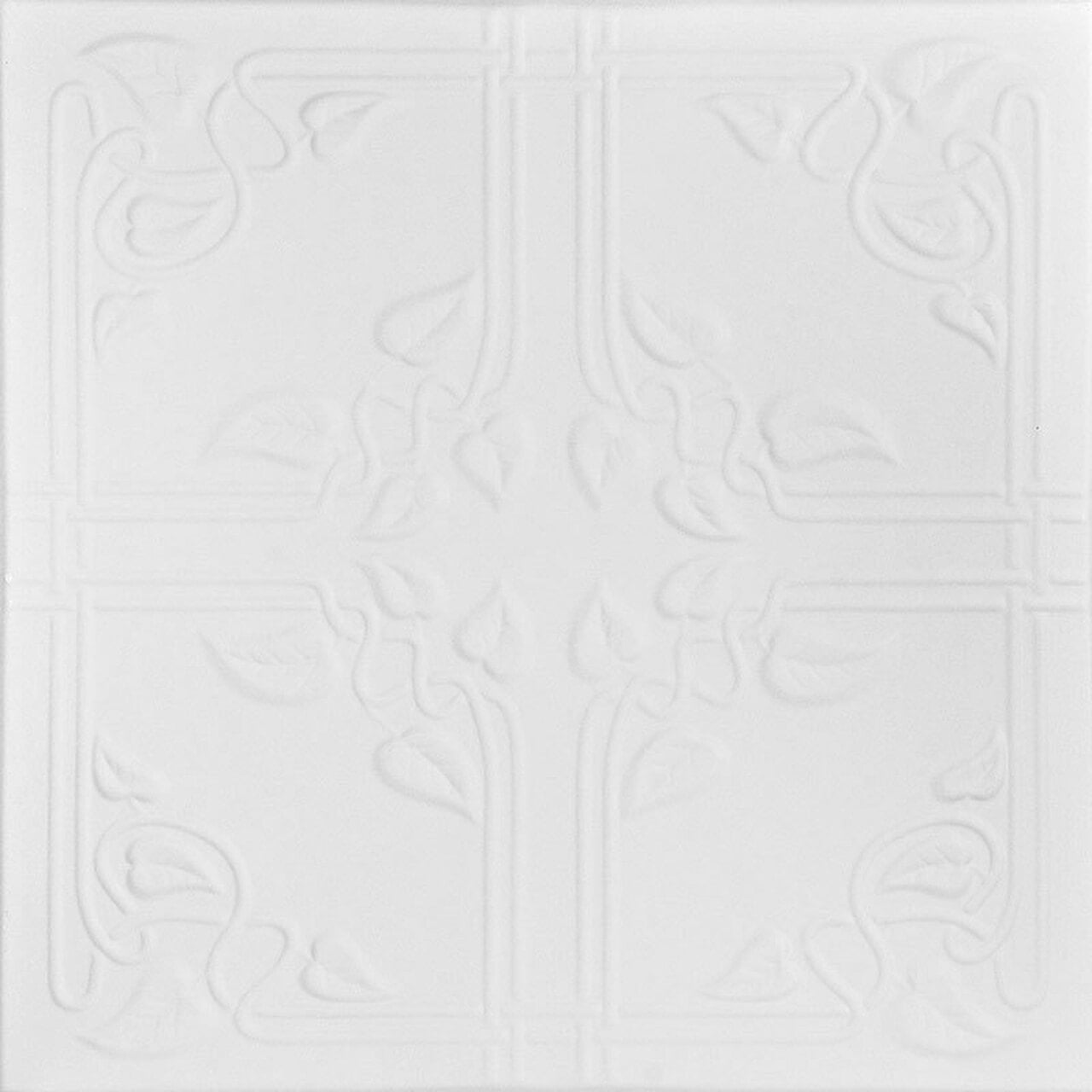R37 - Ivy Leaves Foam Glue-up Ceiling Tile in Plain White (21.6 Sq.ft ...