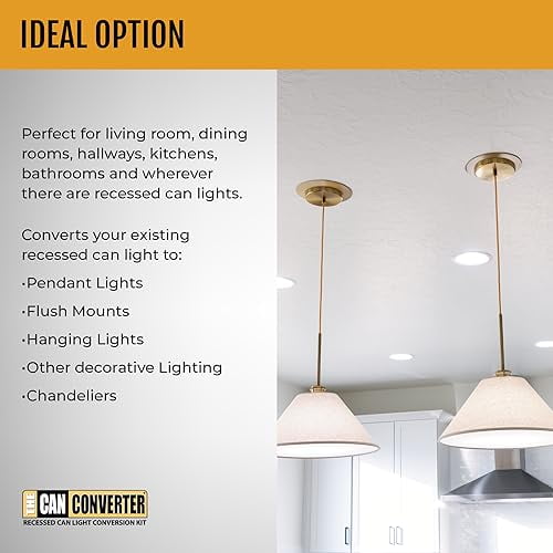 R4, 4" Recessed Can Light Conversion Kit, up to 50lbs Ceiling Light ...