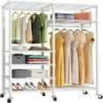 R4 Heavy Duty Rolling Garment Rack with Lockable Wheels 6 Tiers ...
