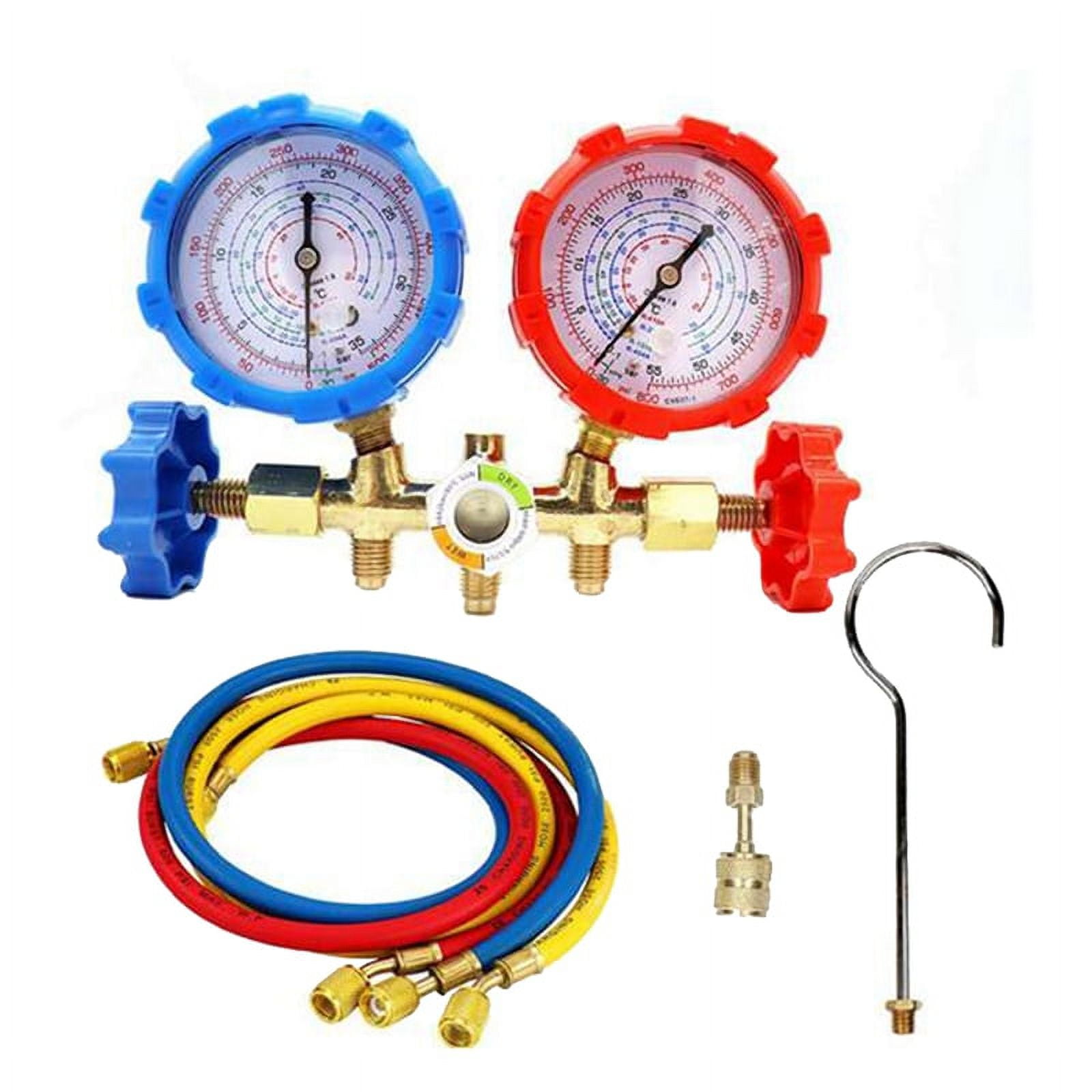 R410A 3 Way AC Diagnostic Manifold Gauge Set for Freon Charging Fits R-404A R-134A Refrigeration ...