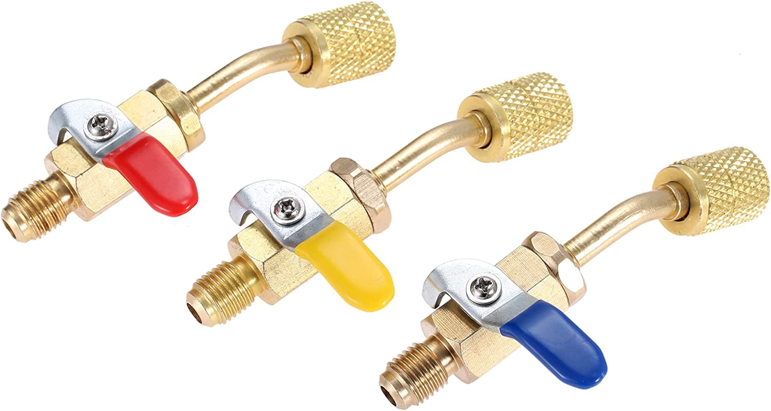 R410A Angled Compact Ball Valve 5/16’’ SAE Female to 1/4’’ SAE Male, 3 ...