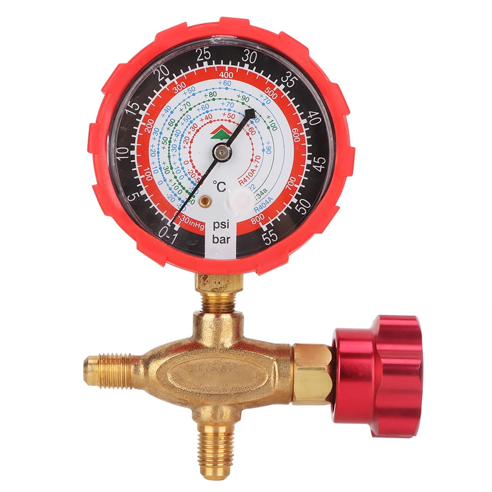R410A, R22, R134 Compatible, Earthquake Resistant Sturdy 3-Way Valve Pressure Gauge for AC ...