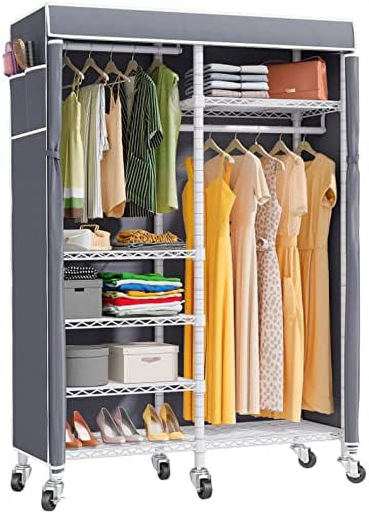 R4C Rolling Garment Rack 6 Tiers Adjustable Heavy Duty Wire Shelving ...