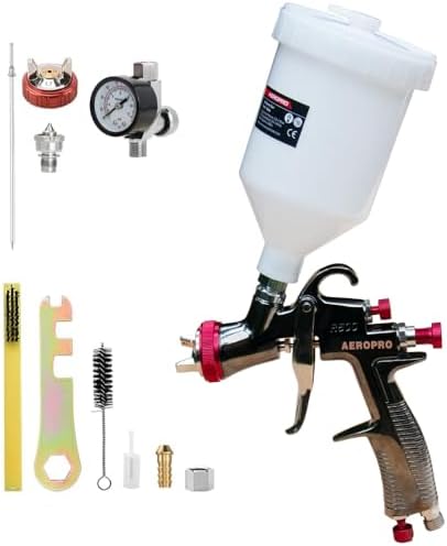 R500 LVLP Air Spray Gun with 1.3/1.5mm Nozzles & Air Regulator, Paint ...