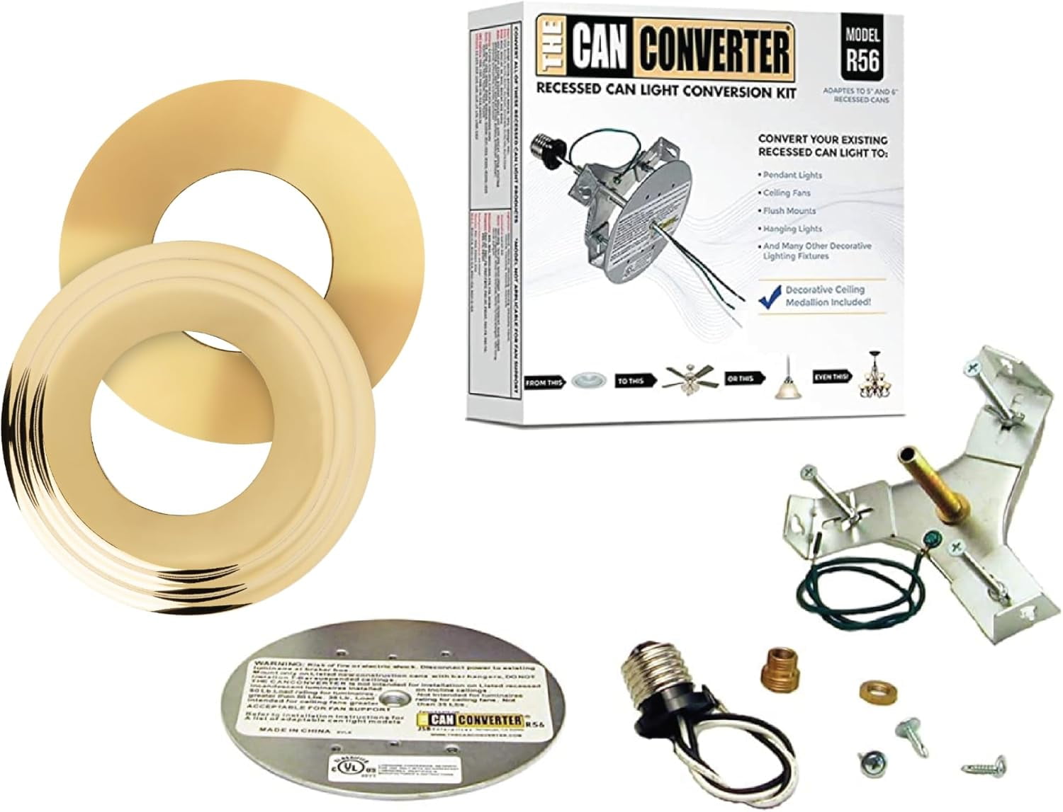 -R56, Complete Recessed Can Light Conversion Kit, for Ceiling Light ...