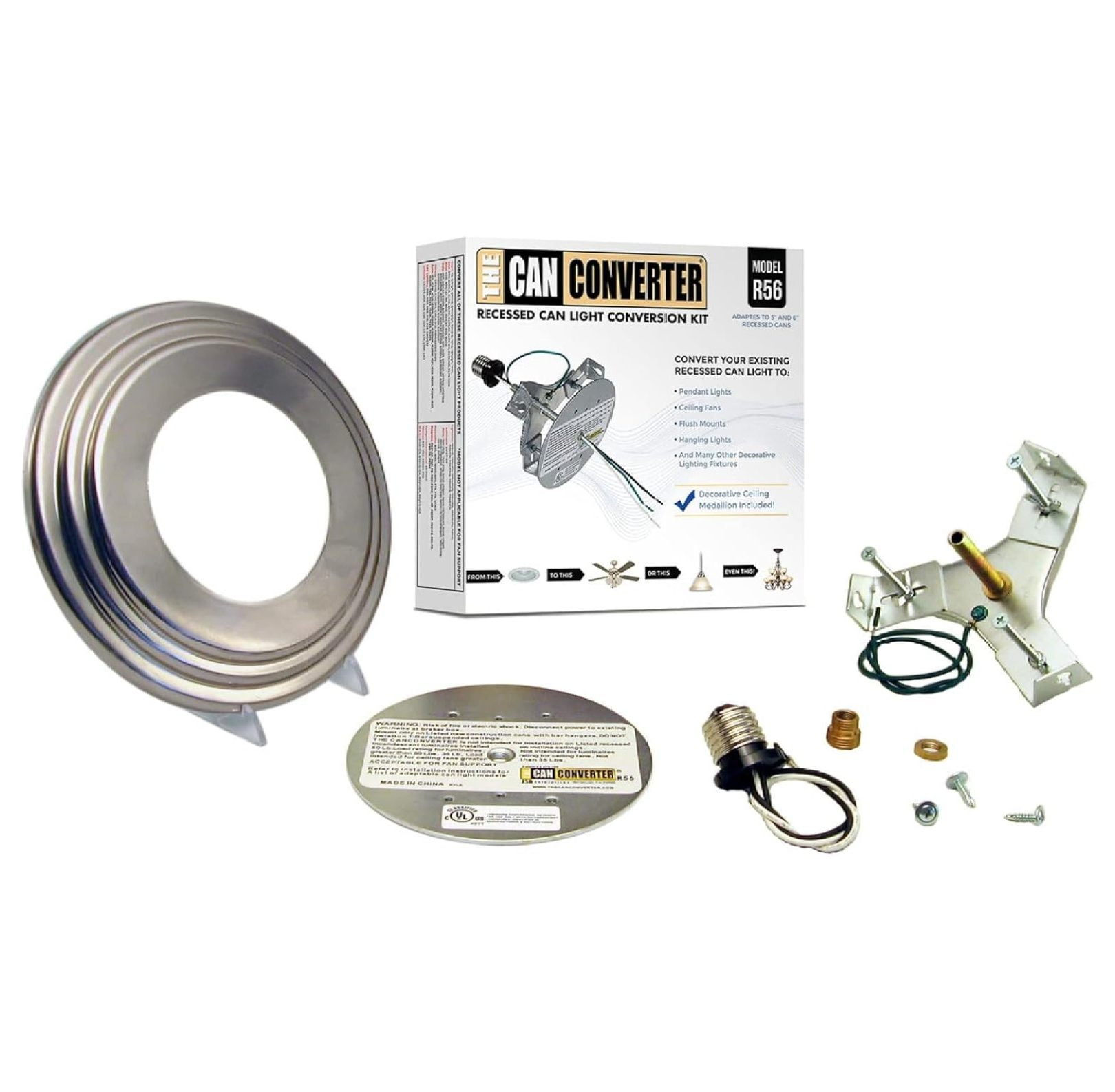 R56, Recessed Can Light Conversion Kit, for, Ceiling Fan, Light ...