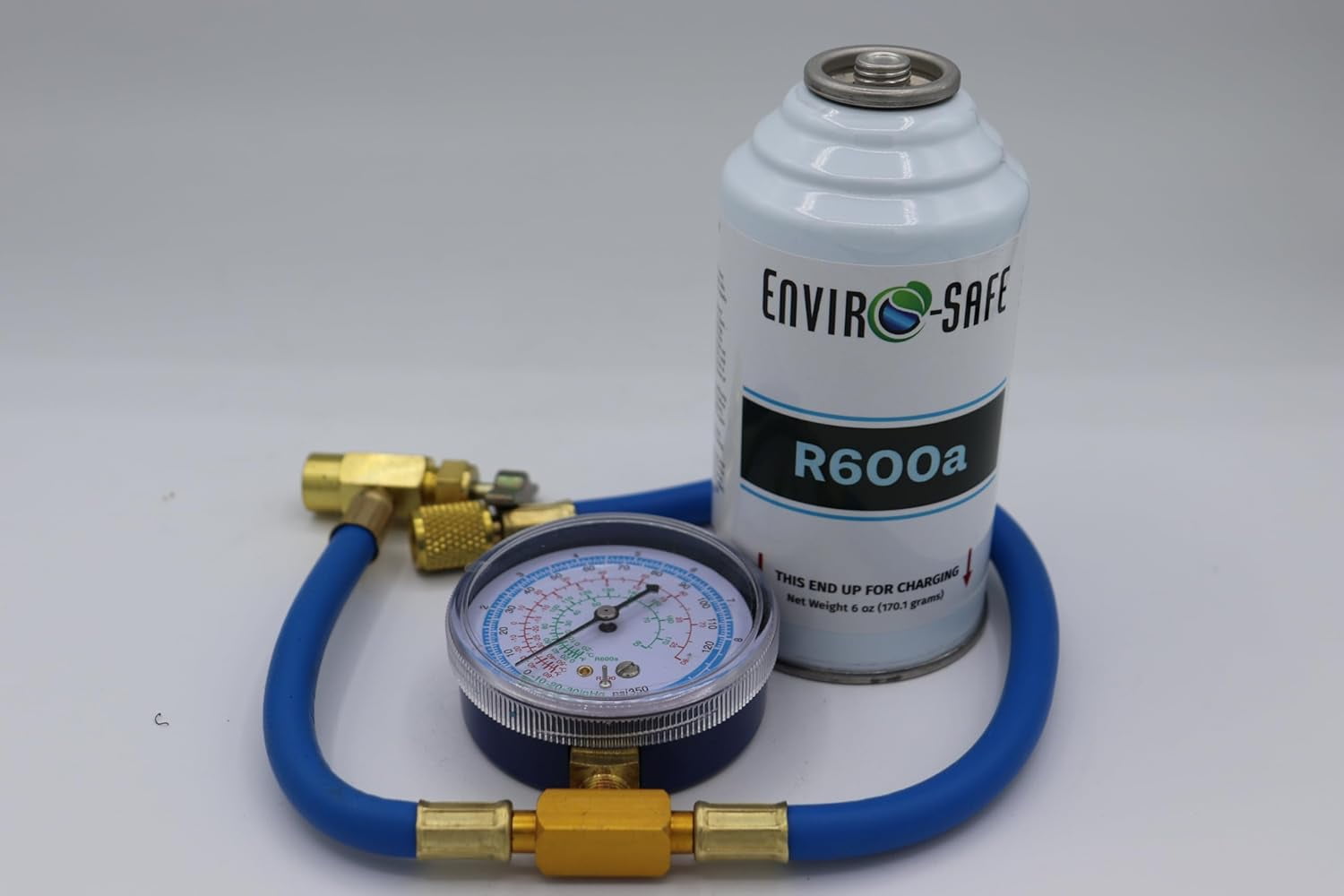 R600a Refrigerant - 1 Can and Brass Gauge, 6oz Cans - R600a for HVAC ...