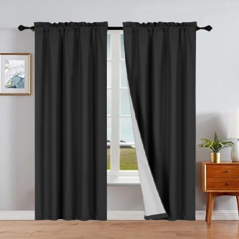 R64 2 piece solid insulated foam backing lined thermal blackout window ...