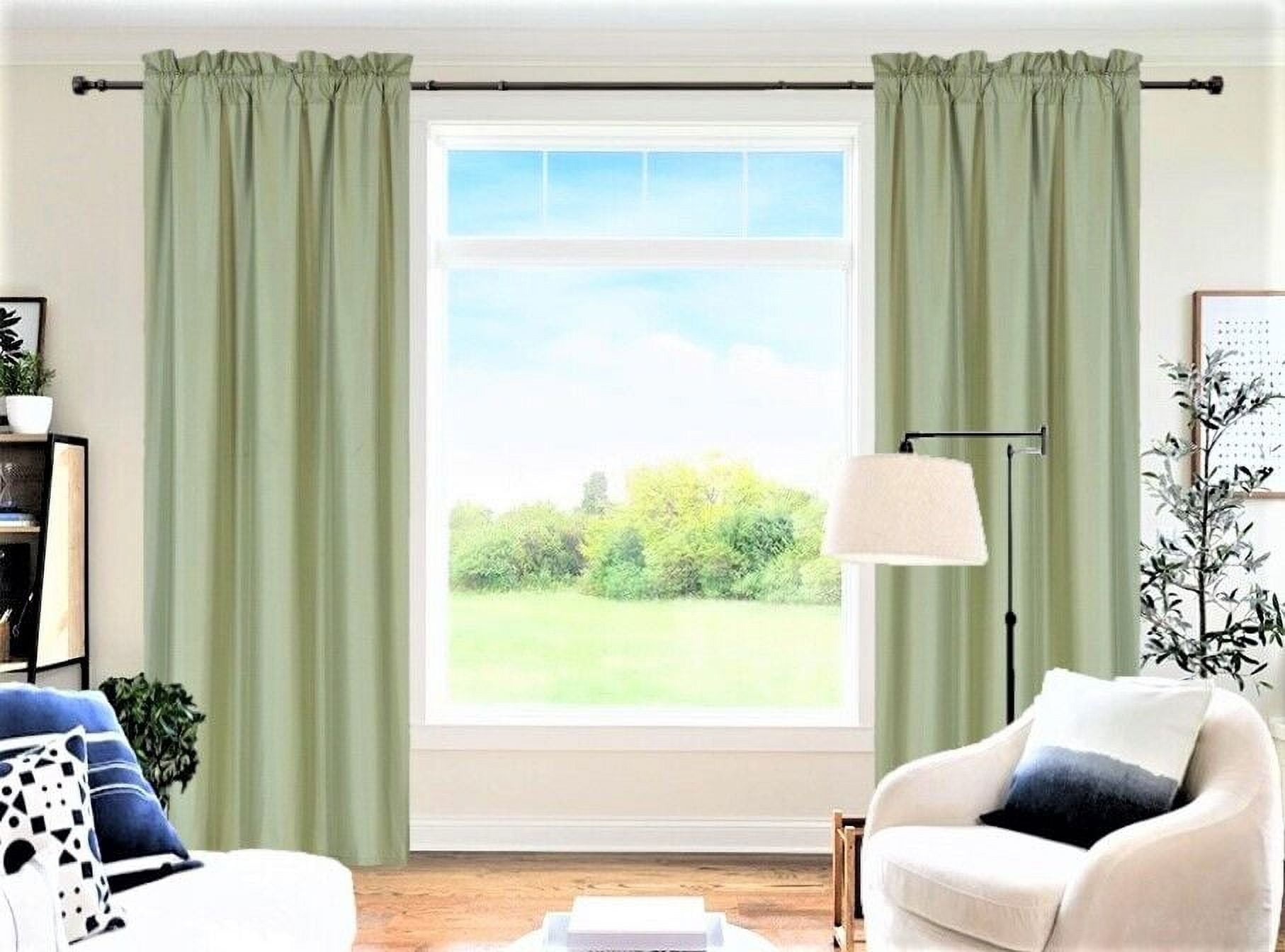 "R64 Sage Green Textured Drapes- 100% Privacy, Light Filtering, 2 Panel ...