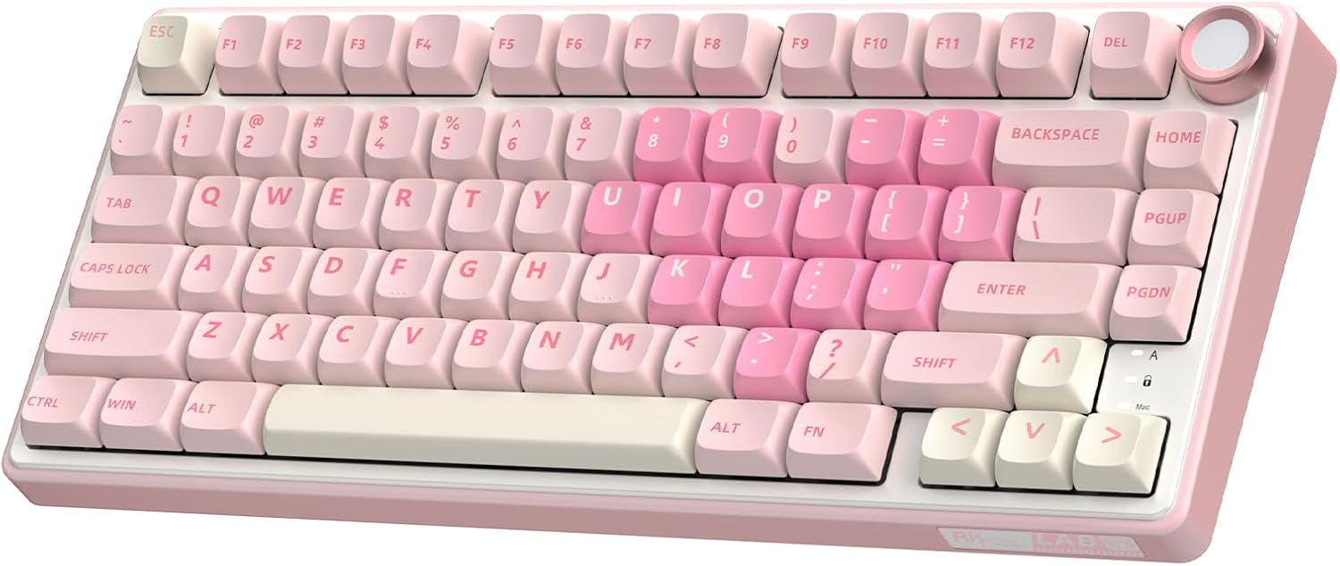 R75 Mechanical Keyboard, 75% Creamy Gaming Keyboard with Knob, /2.4GHz/ Wired Hot Swappable ...