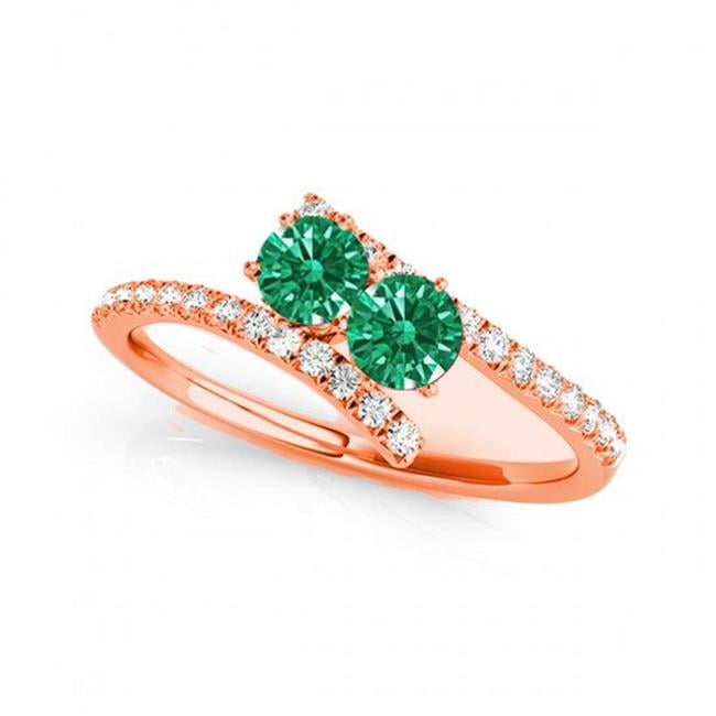R781-EM-D-.50-14R-Si-2 0.5 14K Rose Gold Emerald Two Stone Rings, Si-2 ...