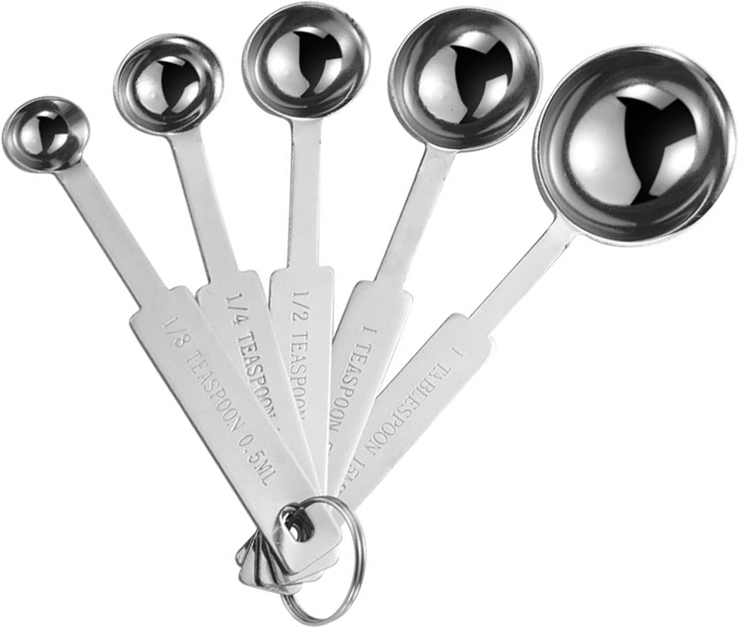 RA 5PCS Measuring Spoons Set, Includes 1/8 tsp, 1/4 tsp, 1/2 tsp, 1 tsp ...