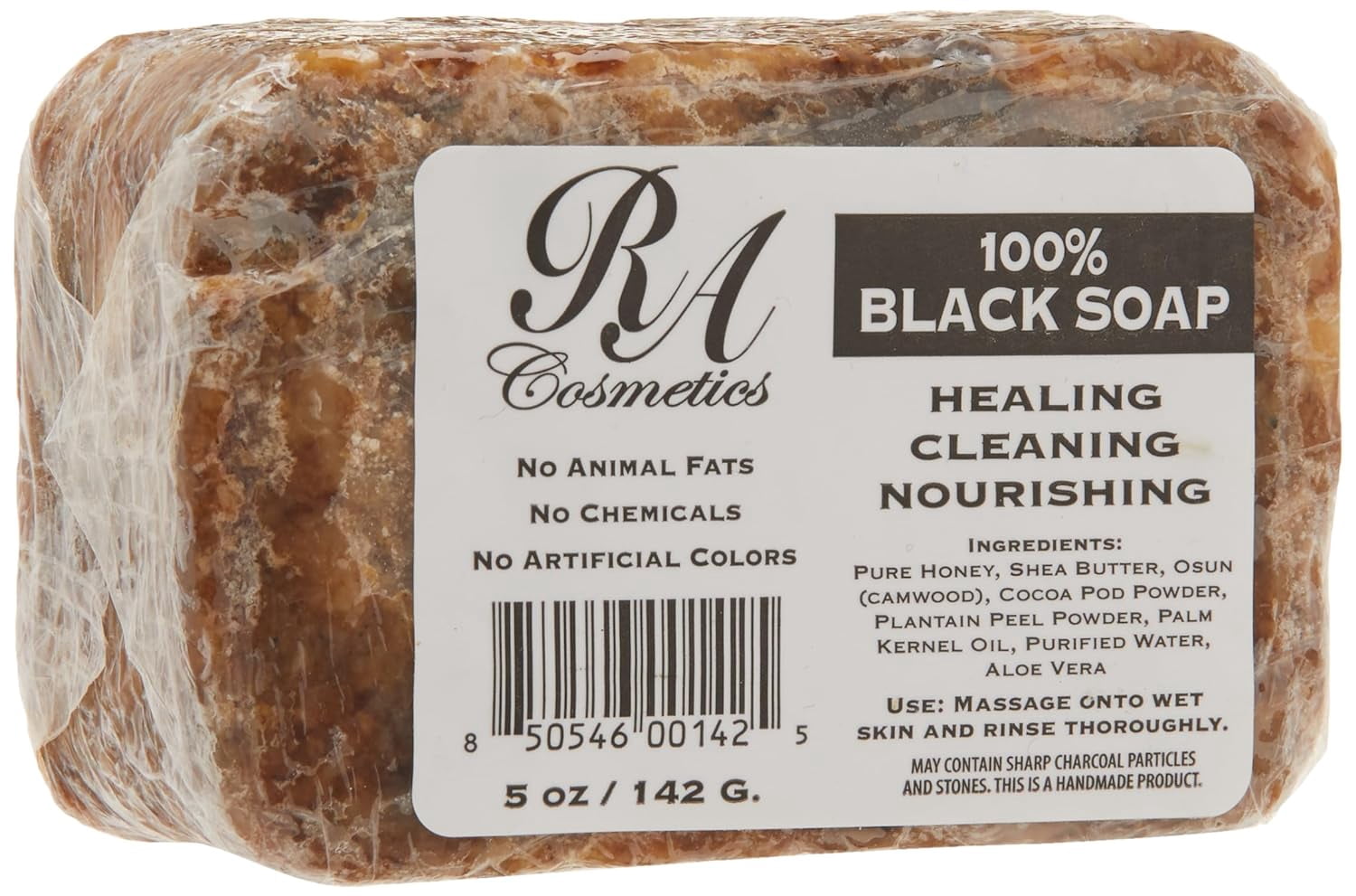 RA Cosmetics 100% Black Facial Soap Natural Healing Cleansing Bar ...