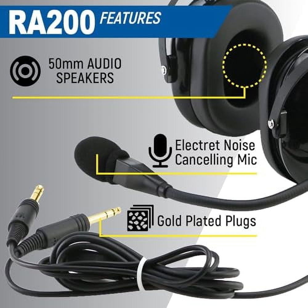 RA200 Aviation Pilot Headset for Student Pilots Flight Schools Flight ...