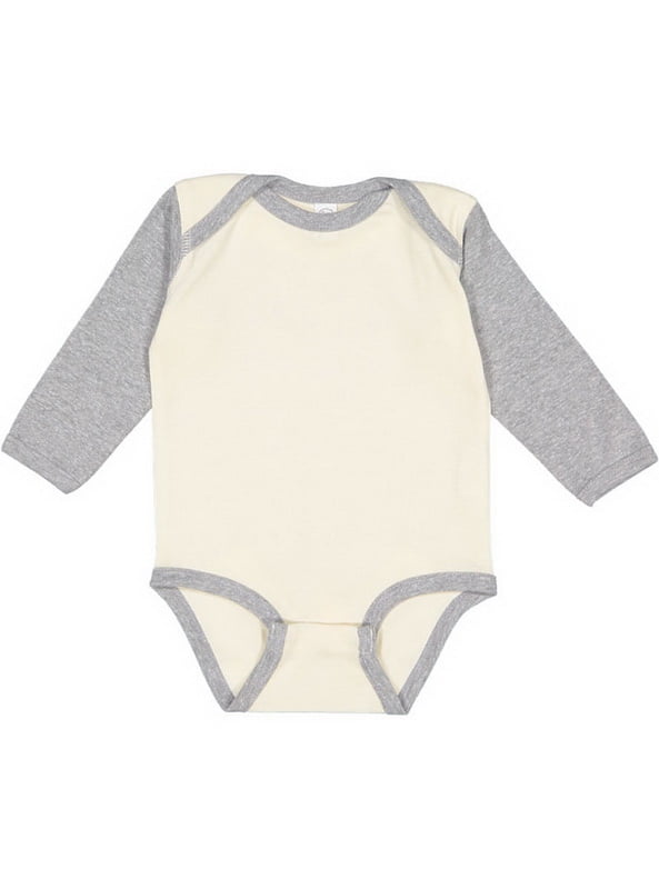 RABBIT SKINS, Baby Soft Cotton Long Sleeve Bodysuit, Natural Heather ...