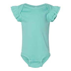 RABBIT SKINS Infant Girl Flutter Sleeve Bodysuit| Baby Ruffle Romper ...