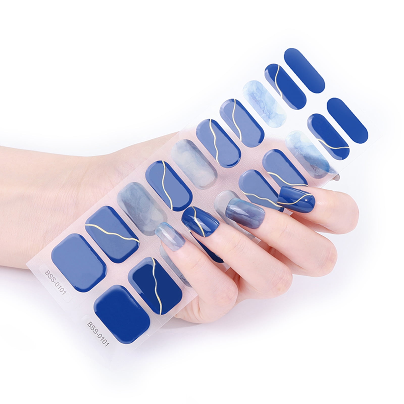 RABBITH 20 Pcs Semi Cured Gel Nail Polish Strips Adhesive Full Wrap Gel ...