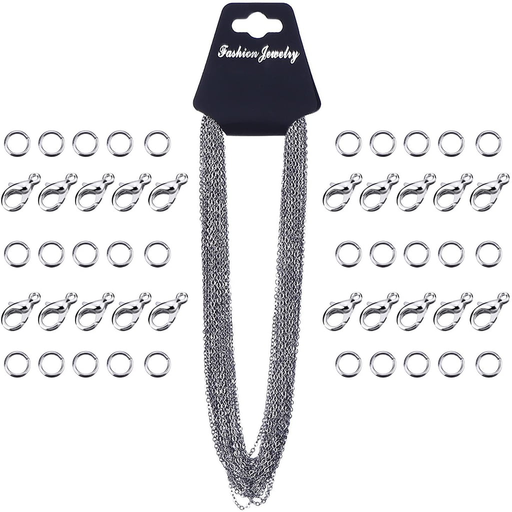 RABBITH 33 Feet Alloy Flat Chains with 20 Lobster Clasps 30 Jump Rings ...