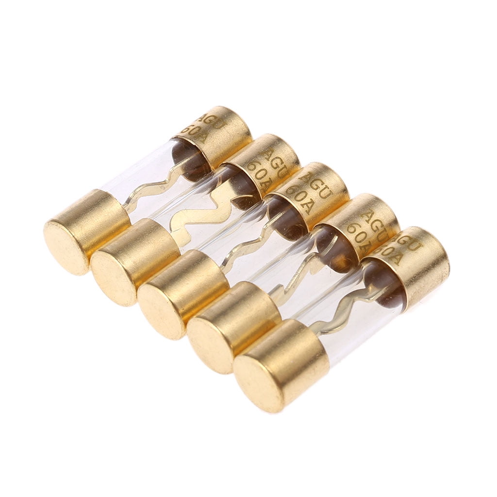 RABBITH 5Pcs Gold Plated Glass AGU Fuse Fuses Pack Car o Amp Amplifier ...
