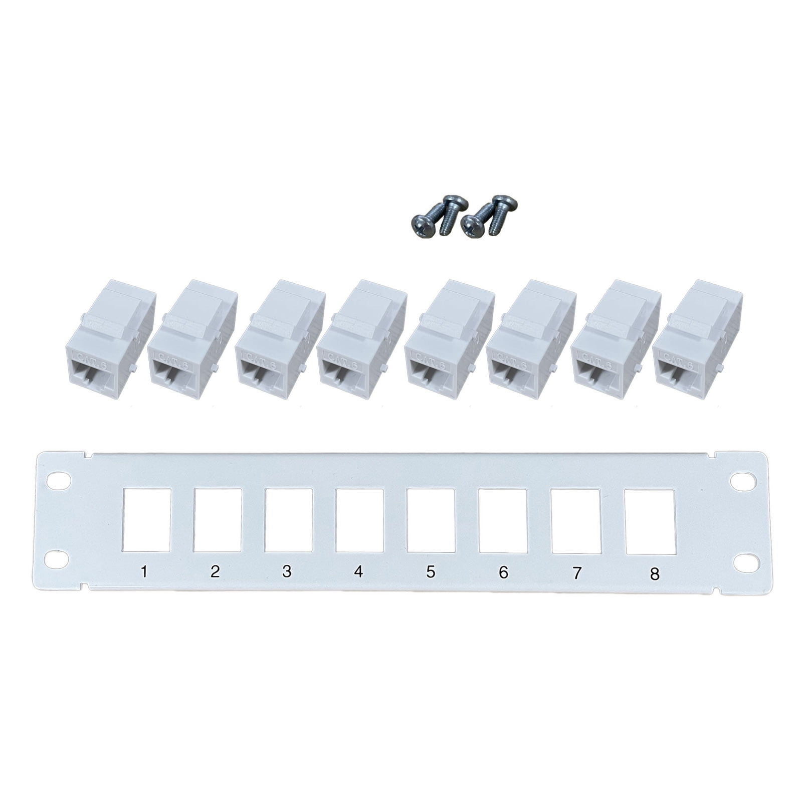 RABBITH 8 Port CAT6 RJ45 Through Coupler Patch Panel for w/ Back Bar ...