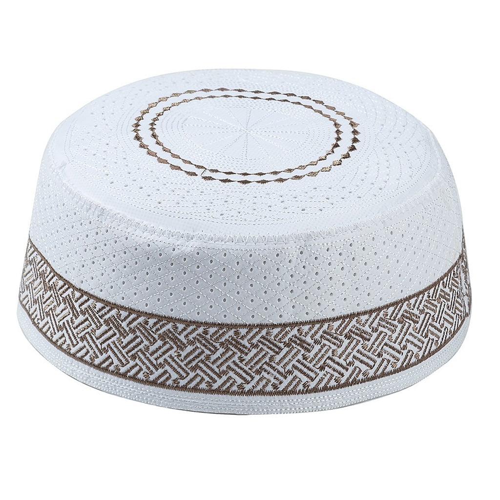 RABBITH Mens Muslim Prayer Kufi Hat Vintage Embroidery Mixed Polyester ...