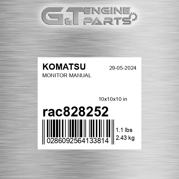 RAC828252 MONITOR MANUAL fits KOMATSU (New OEM) - Walmart.com