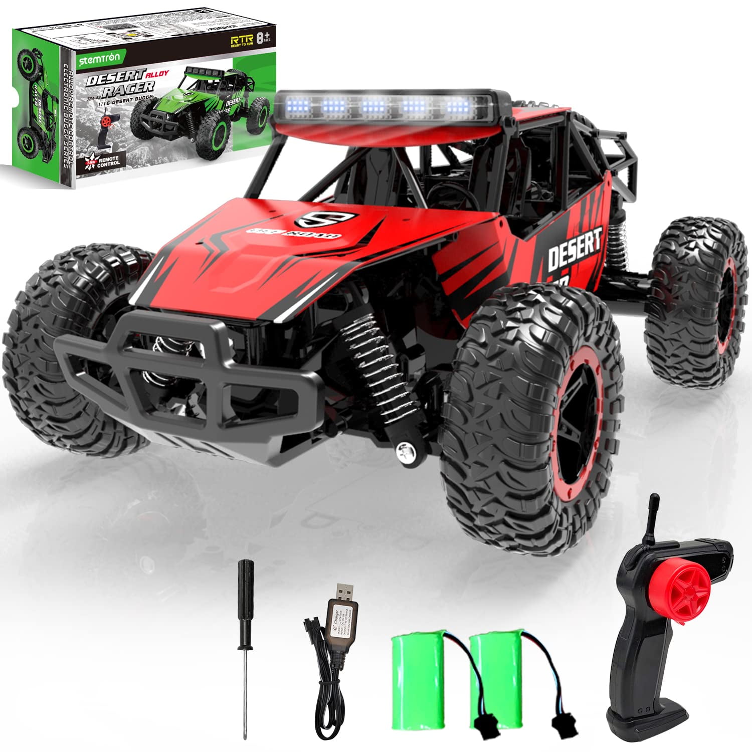 RACENT Large Scale Rechargeable RC Monster Truck, All-Terrain Remote ...