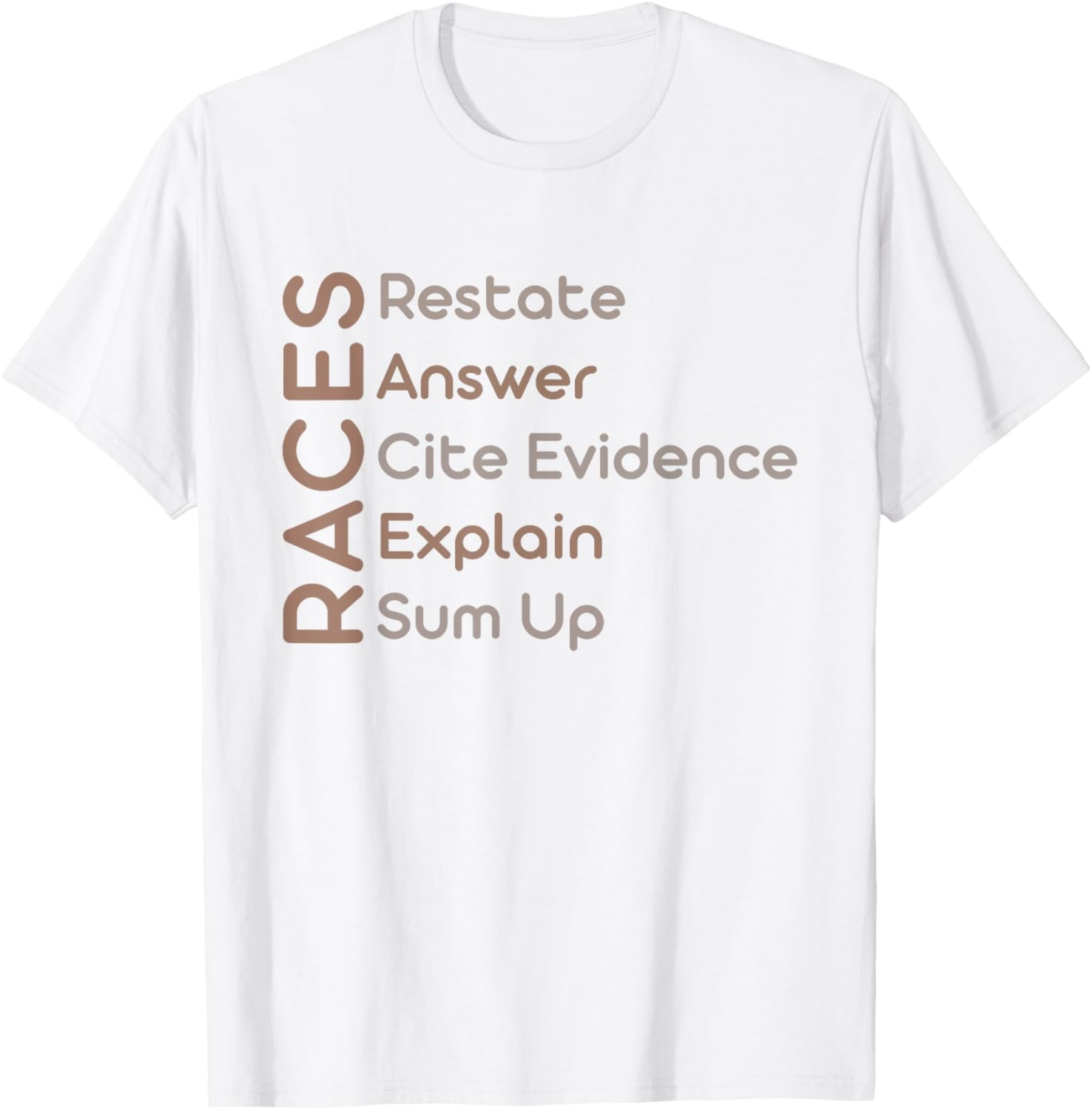 RACES Restate Answer Cite Evidence Explain Writing Strategy T-Shirt men ...