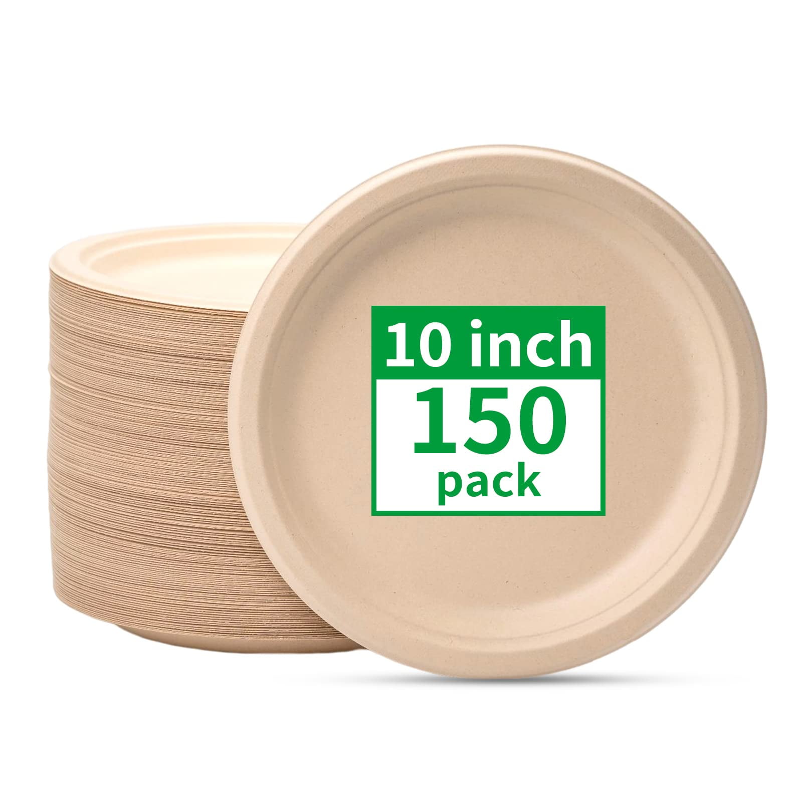 RACETOP Compostable Paper Plates 10 Inch AFN1[150 Pack], Disposable ...