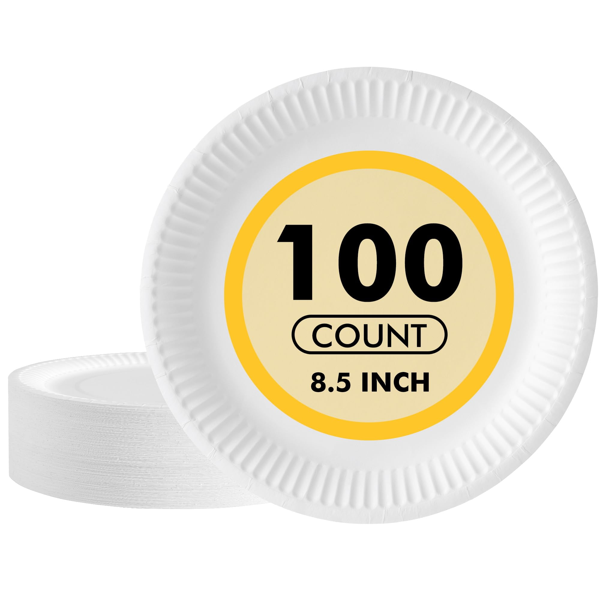 RACETOP Disposable Paper Plates IFF17 8.5 Inch [100 Count], White ...