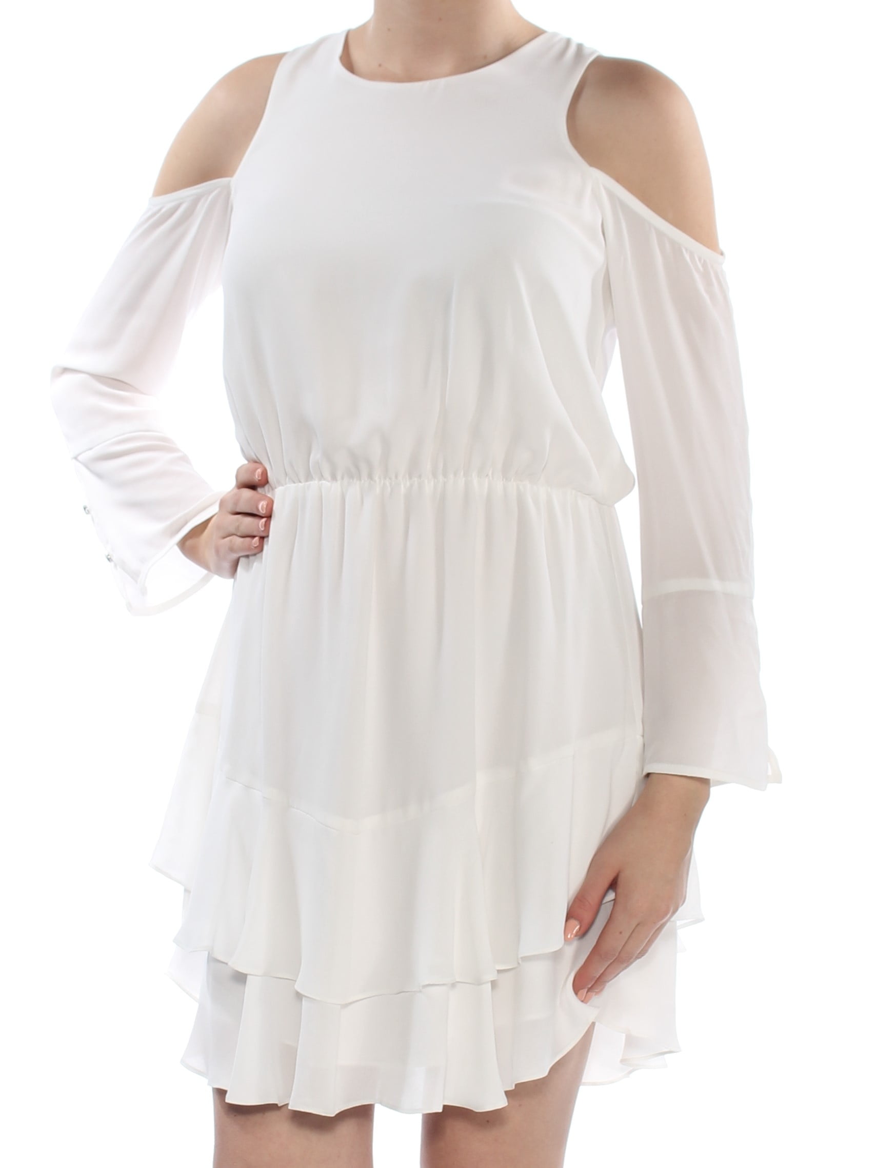 RACHEL ROY $129 Womens New 1102 Ivory Cold Shoulder Layered Dress 12 B ...