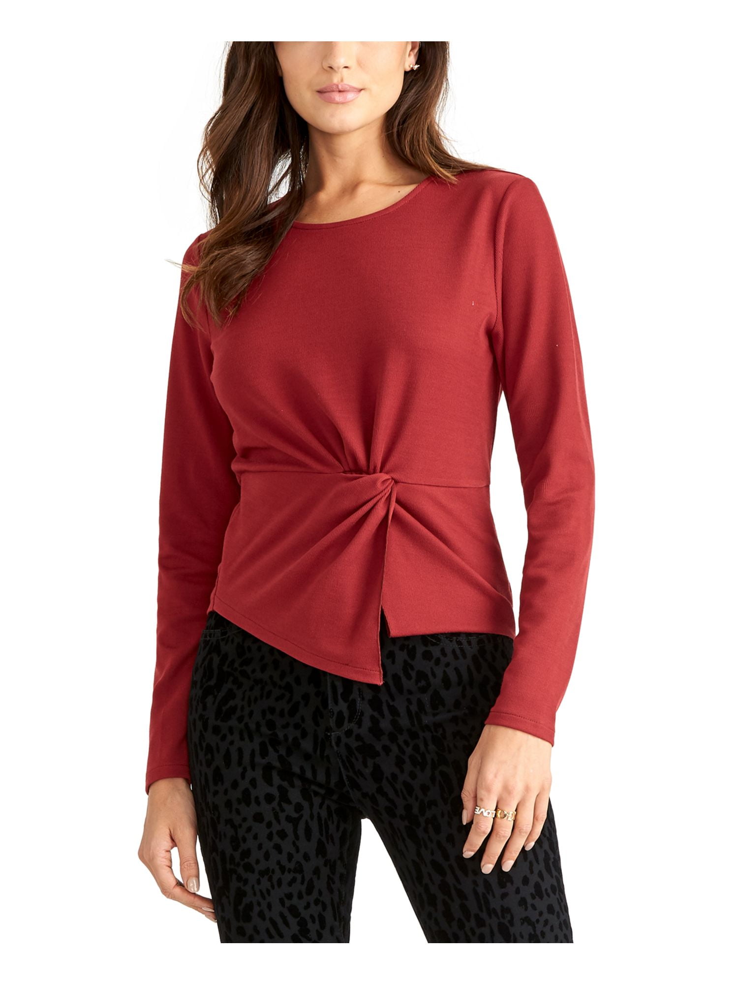 RACHEL ROY Womens Maroon Long Sleeve Jewel Neck Top Size: M - Walmart.com