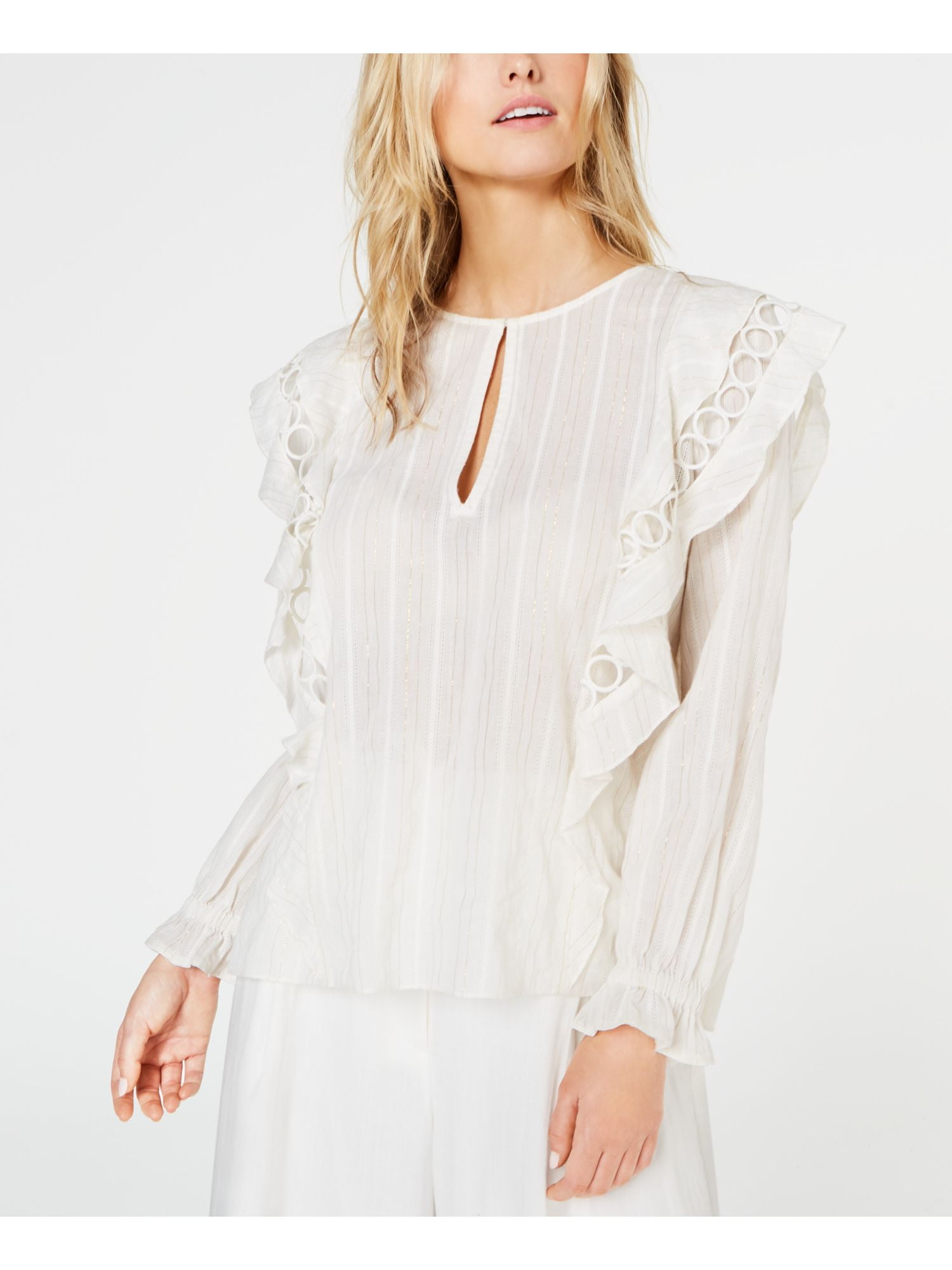 RACHEL ZOE Womens Beige Long Sleeve Keyhole Top S - Walmart.com