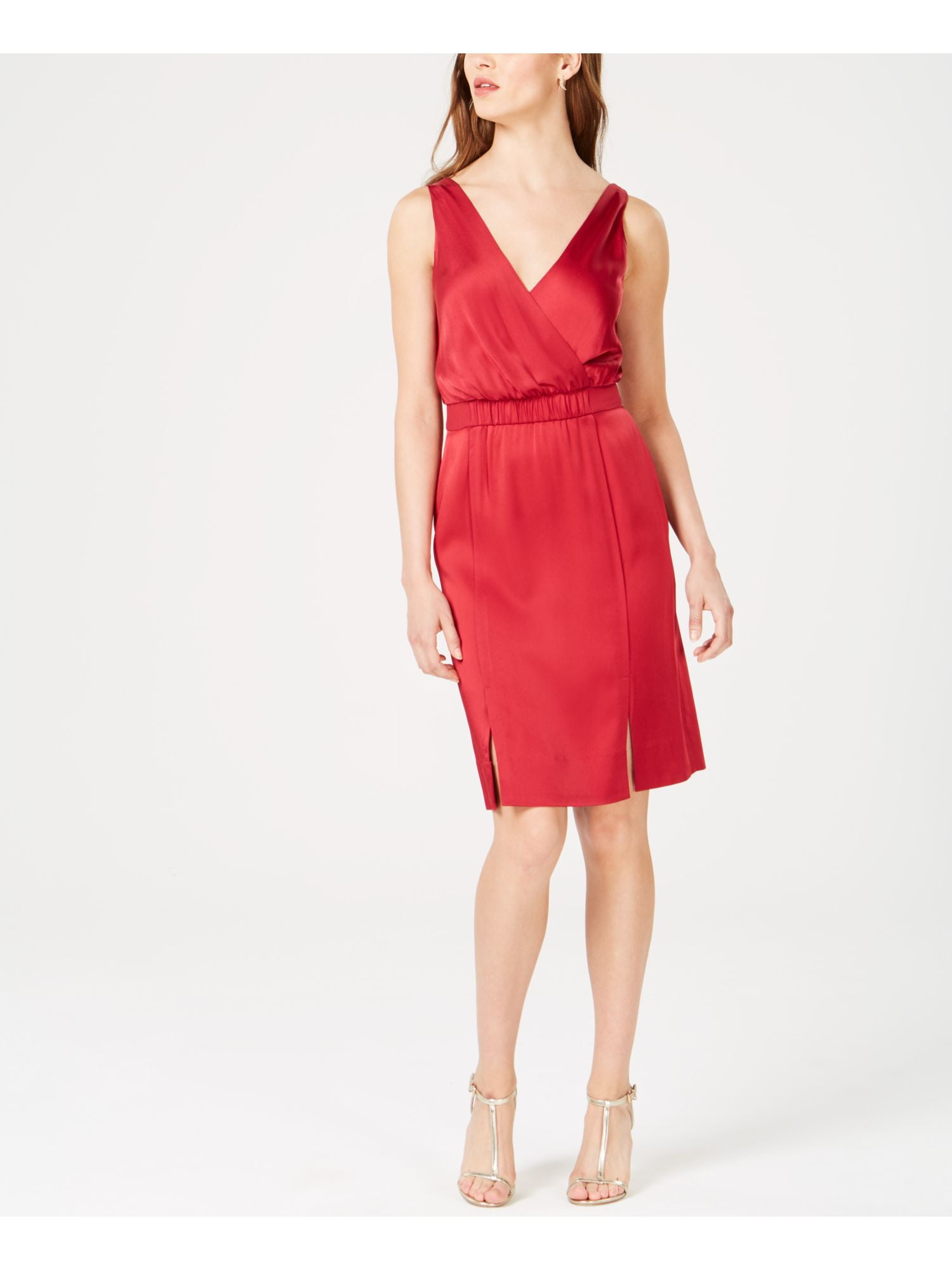 RACHEL ZOE Womens Red Sleeveless V Neck Above The Knee Party Sheath ...